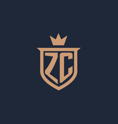 Zc monogram logo initial with crown and shield Vector Image