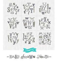Hand drawn sketch font on a school notebook paper Vector Image