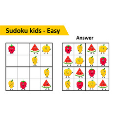 Sudoku kids game cut and paste the pictures cute Vector Image