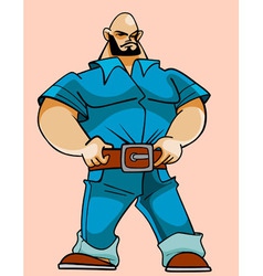 Cartoon funny guy beefy bodybuilder Royalty Free Vector