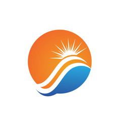 River and sun symbols logo template icons Vector Image