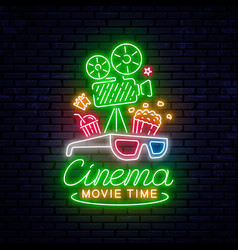 Neon sign for movie theater Royalty Free Vector Image
