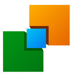 3d interlocking squares icon - connected Vector Image
