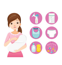 Mother pumping her left and right breast Vector Image