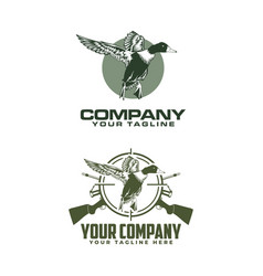 Flying duck symbol duck hunter logo design Vector Image