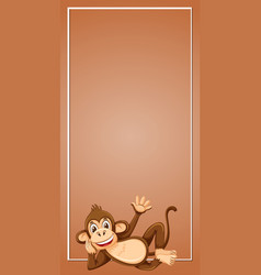 Monkey on wooden template Royalty Free Vector Image