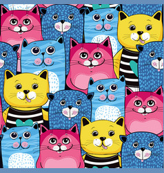Cute cats colorful seamless pattern background Vector Image