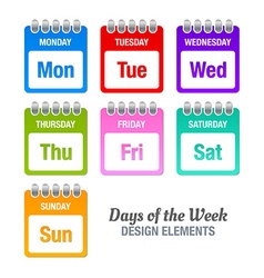 Font design for seven days week with kids Vector Image