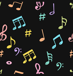 Hand drawn music notes seamless pattern Royalty Free Vector