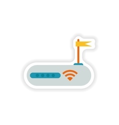 Paper sticker on white background wi-fi router Vector Image