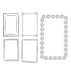 Round doodle line art frames set Royalty Free Vector Image