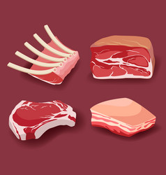 Set of fresh meat icons Royalty Free Vector Image