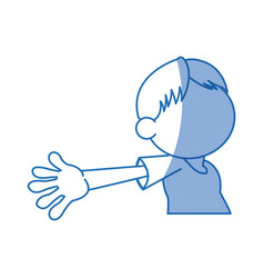Childhood boy no face standing funny sketch Vector Image