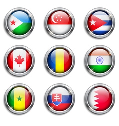 World flags round buttons Royalty Free Vector Image