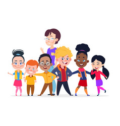 School kids international students cartoon Vector Image