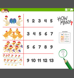 Chicken counting game cartoon Royalty Free Vector Image
