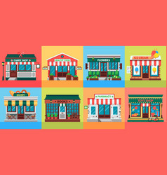 Country Shop Storefronts Set Royalty Free Vector Image