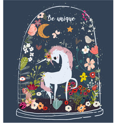 Unicorn dream big rainbow magic poster design Vector Image