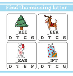 Find missing letter game for preschool Royalty Free Vector