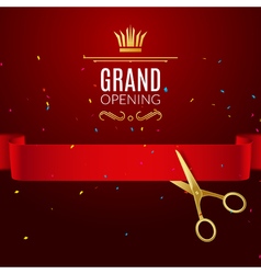 Grand Opening design template with ribbon and Vector Image