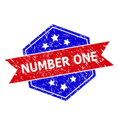 Hexagonal bicolor number one leader rubber stamp Vector Image