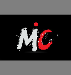 Grunge white red black alphabet letter m logo Vector Image