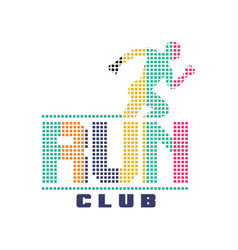 Run club logo emblem with abstract running people Vector Image