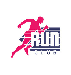 Run club logo emblem with abstract running people Vector Image
