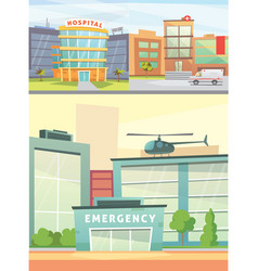 Hospital building cartoon modern Royalty Free Vector Image