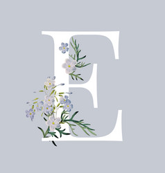 Letter e floral design Royalty Free Vector Image