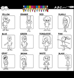 Basic colors set with cartoon animal characters Vector Image