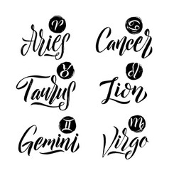 Calligraphy zodiac signs set hand drawn horoscope Vector Image