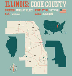 Map of cook county in illinois Royalty Free Vector Image