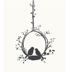 Cute birds with tree branch Royalty Free Vector Image