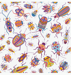 Colorful beetle seamless pattern Royalty Free Vector Image