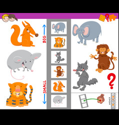 Big and small animals game for children Royalty Free Vector