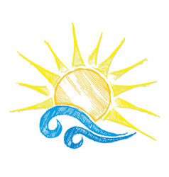 Sun logos with sea Royalty Free Vector Image - VectorStock