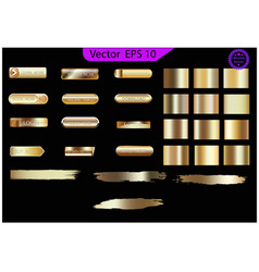 Gold icon golden web buttons set Royalty Free Vector Image