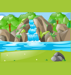 Nature scene with river and field Royalty Free Vector Image