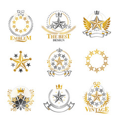 Stars emblems set heraldic coat of arms Royalty Free Vector