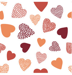 Seamless pattern with hand drawn valentine hearts Vector Image