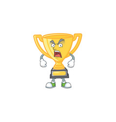 Angry acrylic trophy mascot on a cartoon Vector Image