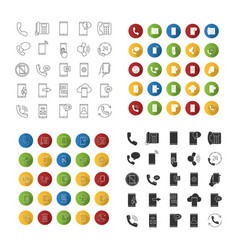 Phone communication linear icons set Royalty Free Vector