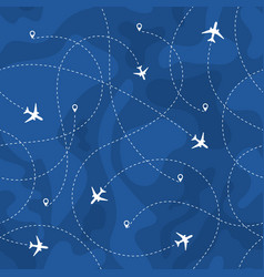 Seamless pattern airplanes routes Royalty Free Vector Image
