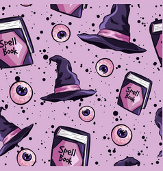 Pink occult seamless pattern with witch objects Vector Image