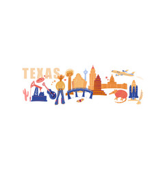 Texas banner with landmarks icons set traditional Vector Image