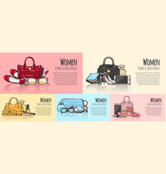 Set different women items and accessories Vector Image