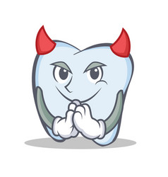 Evil smiling grin tooth cartoon Royalty Free Vector Image