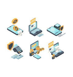 Banking isometric flowchart Royalty Free Vector Image