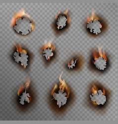 Paper burn hole flame edge effect burnt effect Vector Image